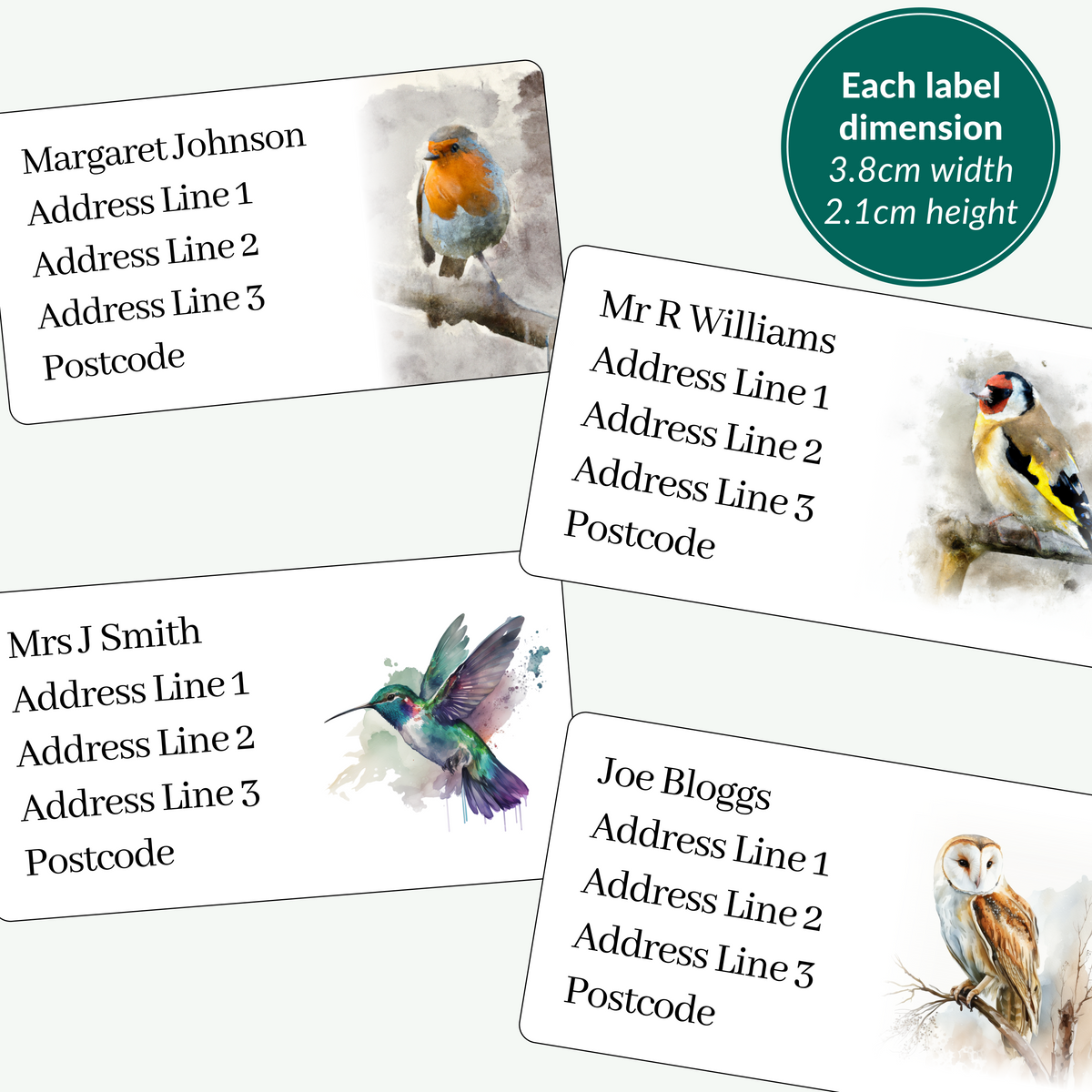 Personalised Watercolour Garden Bird Address Labels – Nokular